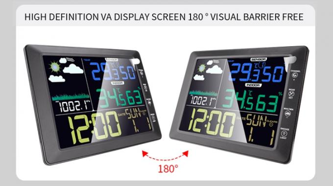 TS-8210 Wireless Color Screen Weather Station Clock Indoor Outdoor Temperature Humidity Meter ...