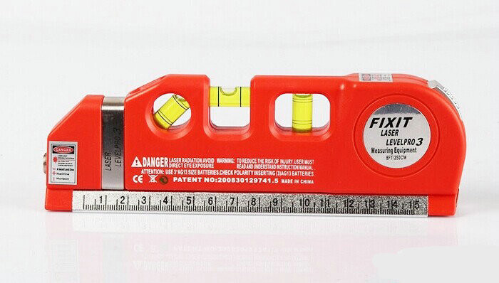 LV-03 8FT Multipurpose Horizon Vertical Laser Level Meter Measure Tape Aligner Bubbles Ruler