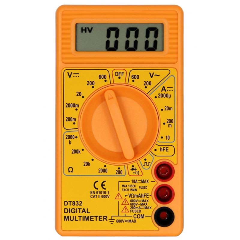 DT832 CE(CAT II) Small Multimeter With Double Fuse For Beginners