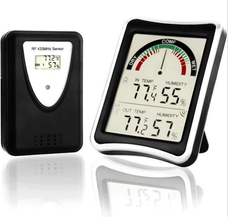 DTH-108 Big LCD Screen Digital Remote Warehouse Thermometers Hygrometer ...